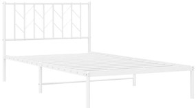 Kovový rám postele s čelem bílý 107 x 203 cm - Default Title