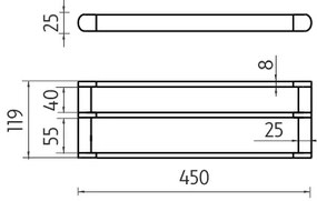 Nimco Držák na ručníky dvojitý, 45 cm NAVA - NA 28046D