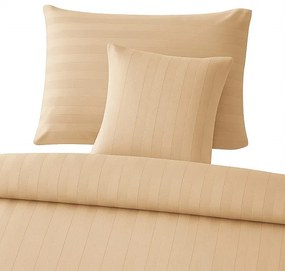 Dadka Povlečení atlas grádl béžový proužek 2 cm  240x200, 2x 70x90 cm