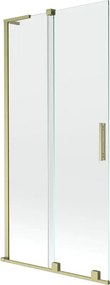 Mexen Velar L, 2-křídlová posuvná vanová zástěna 95 x 150 cm, 8mm čiré sklo, zlatý matný profil, 896-095-003-01-55