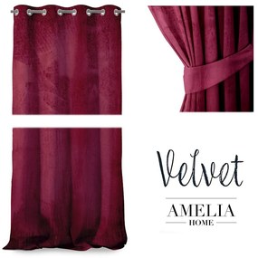 Závěs AmeliaHome Velvet 140x270 cm vínový