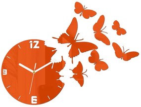 3D nalepovací hodiny Butterfly oranžové