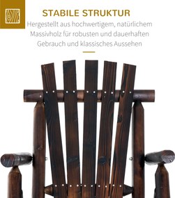 Houpací křeslo Outsunny s područkami z ohořelého masivního dřeva, odolné proti povětrnostním vlivům, 97 x 69 x 93 cm, ideální na zahradu a terasu |