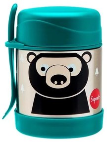 3 SPROUTS Stainless Steel Termoska na jídlo + vidlička 3 Sprouts Bear Teal