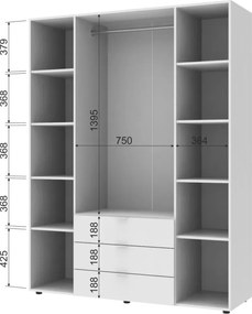Skříň čtyřdveřová Gelar 155 cm Bílá