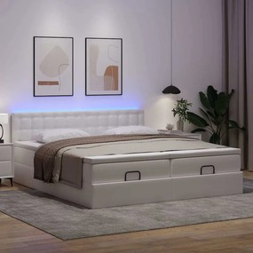 Osmanský rám postele s matrací bílý 180x200cm umělá kůže 3312806