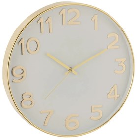 Bílo-zlaté plastové hodiny se zlatými čísly Damio - Ø 39*4cm