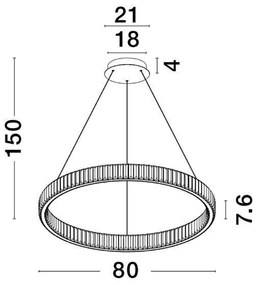 Nova Luce Závěsné designové svítidlo Aurelia 1, stříbrné, ø 80cm