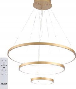 Stropní Svítidlo 3 Kroužky zlatá závěsná Led Lustr Dálkový Ovladač 20/40/60 cm