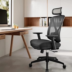 Ergonomická kancelářská židle s podnožkou, maximální nosnost 150 kg, černá