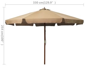 Zahradní slunečník s dřevěnou tyčí 330 cm barva taupe - Default Title