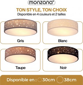 Stropní svítidlo šedý textil Ø30cm hvězdná obloha