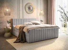 XXXLutz AMERICKÁ POSTEL, 140/200 cm, světle šedá Boxxx - Postele s úložným prostorem - 002444002512