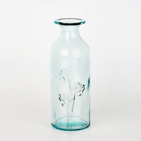 Skleněná váza z recyklovaného skla s květinami 19cm