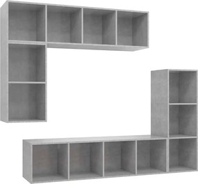 4dílný set TV skříněk betonově šedý kompozitní dřevo 3079821
