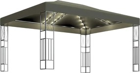 Altán se světelnými LED řetězy 3 x 4 m taupe textil 3070331