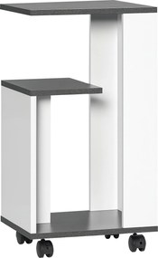 HOMCOM Noční stolek se 4 kolečky - Moderní design s 3 policemi do ložnice nebo obývacího pokoje - Šedý a bílý 35 x 29,5 x 65,5 cm | Aosom