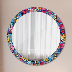 Kulaté dekorativní zrcadlo Barevné čmáraní fi 90 cm