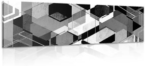 Obraz abstraktní geometrie v černobílém provedení - 135x45 cm