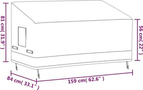 vidaXL Plachty na 3místnou lavici 2 ks 159 x 84 x 56/81 cm 600D oxford [3203377]