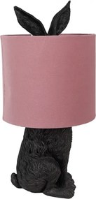 Černá stolní lampa králík s růžovým stínidlem Konijn – 20x43 cm