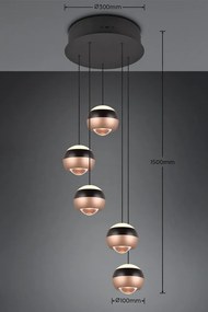 LED závěsné svítidlo s kovovým stínidlem ø 30 cm v černo-měděné barvě Orbit – Trio Select