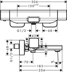 Hansgrohe Ecostat E, termostatická vanová baterie, chromová, 15774000