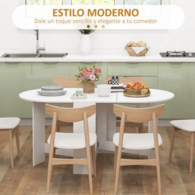 HOMCOM Skládací jídelní stůl oválný kuchyňský stůl s skládacími křídly moderní styl 163x80x75 cm Bílý