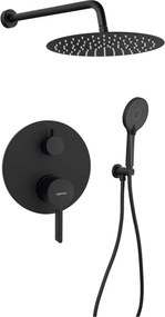 Sapho Iconic - Sprchový set s baterií pod omítku, s tělesem, průměr 30 cm, matná černá AF042B-01