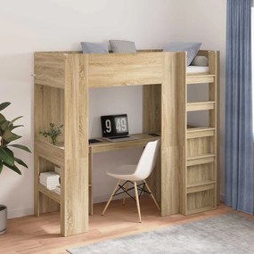 Rám patrové postele se stolem s policí Sonoma dub 75 x 190 cm 3410429