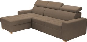 Rohová rozkládací sedací souprava do L MONSUM, 245 cm, s úložným prostorem Roh pohovky: Levý roh, Barva látky: Hnědá (Monolith 15)