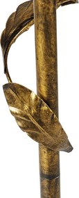 Zlatá stojací lampa se stínidlem s motivem listů a zlatým interiérem 50 cm - Linden
