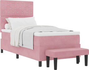 Postel s boxspringem s čelo Růžová 200 x 100 cm samet 3344431