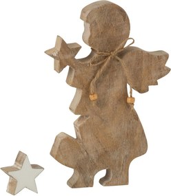 Dřevěný anděl s vyndavací hvězdou - 15*2,5*23cm