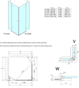 Polysan Polysan, FORTIS EDGE sprchové dveře bez profilu 1000mm, čiré sklo, pravé, FL1210R