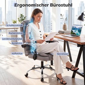 Costway Ergonomická manažerská židle s kolečky, nastavitelnou výškou – šedá