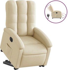 Elektrické zvedací polohovací křeslo krémové textil 3204125