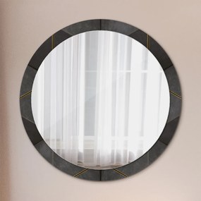 Kulaté zrcadlo tištěný rám Šedé trojúhelníky fi 100 cm