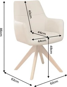 Designová otočná židle Devassy béžová kůže / dub