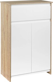Kleankin Příruční skříňka do koupelny s 1 zásuvkou a 2 dveřmi - Koupelnový úložný kabinet pro obývací pokoj, koupelnu, ložnici - Moderní styl - Proti