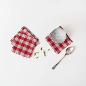 Červené látkové podtácky v sadě 4 ks Red Gingham – Linen Tales
