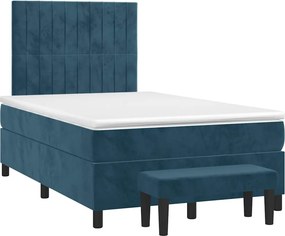 Box spring postel s matrací tmavě modrá 120x190 cm samet 3270485