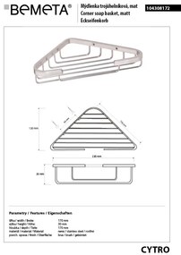 Bemeta Design CYTRO: Polička, do sprchy, rohová -