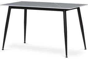 AUTRONIC Stůl jídelní 130x70x76 cm, deska slinutý kámen v imitaci matného mramoru, černé kovové nohy HT-403M GREY