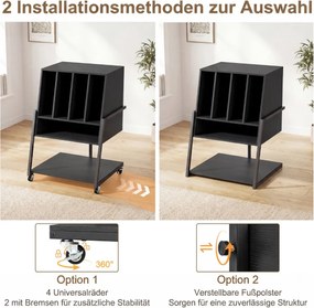 Costway Stojan na gramofon s integrovanou nabíjecí stanicí a 4 přepážkami