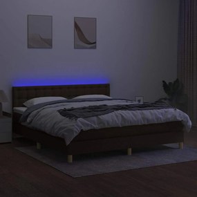 Box spring postel s matrací a LED tmavě hnědá 180x200 cm textil 3134056