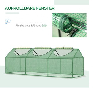 Outsunny skleník s oknem, PE skleník 180x60x60cm, skleník na rajčata a chladicí rám v zelené barvě pro zahradu a balkon | Aosom.de
