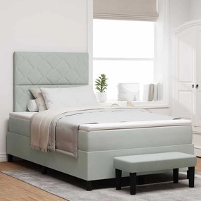 Postel s boxspringem s polštářem Světle šedá 200 x 120 cm samet 3344570