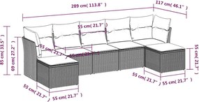 7dílná zahradní sedací souprava a podušky světle šedá polyratan 3218032