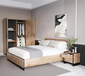 Postel AMONI 160x200, dub wotan/černá Kondela 0000400446